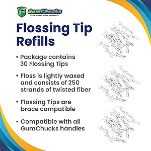 GumChucks Orthodontic Flossers Dental Floss - Floss for Braces - Brace Floss Picks - Gum Flossing Picks - Ortho Dental Flossers (30 Flossing Tips)