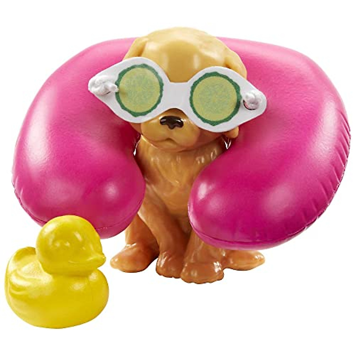 Barbie Spa Doll Toy Set with Puppy & 9 Accessories Including Neck Pillow, Rubber Duck & Cucumber Eye Masks, Blonde Doll