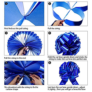 Happy Birthday Car Bow Big Car Ribbon Bow Large Gift Wrapping Bow Giant Bow for Car Decorative Huge Pull Bow for Christmas Party Birthday Car Decoration (Royal Blue,20 Inches)