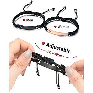 ShineSand Personalized Couples Bracelet for Women Men, Custom Name Bracelets Engraved Promise Words Relationship Bracelets Customized Gifts for Him and Her