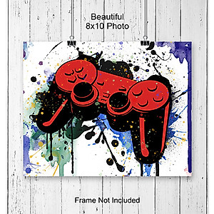 Game Room Decor - Remote Control Wall Art - Gaming Gifts for PC Gamer, Xbox, PS4, Playstation, Video Game, Arcade, Men, Teens, Kids - Man Cave, Dorm, Bar, Boys Bedroom - Urban Graffiti Posters