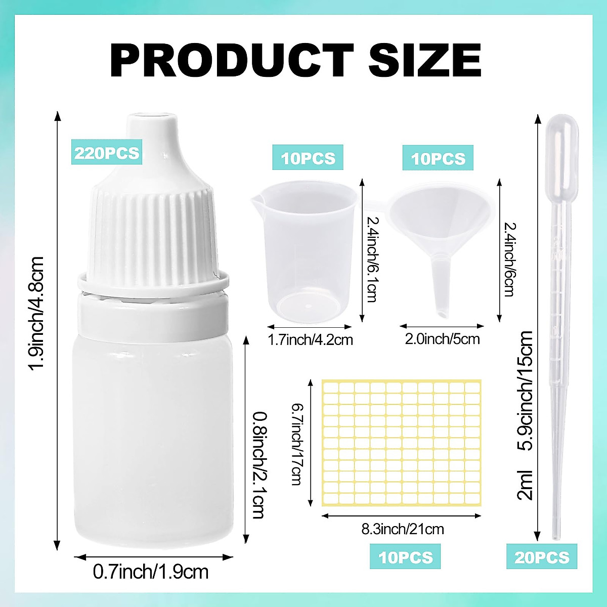 Olutacot 220 Pcs Dropper Bottles Eye Dropper Bottle Bulk Small Plastic Liquid Container Portable Squeezable Eye Liquid Dropper with Caps and Plug for Oil Eye Liquid Storage (5ml)