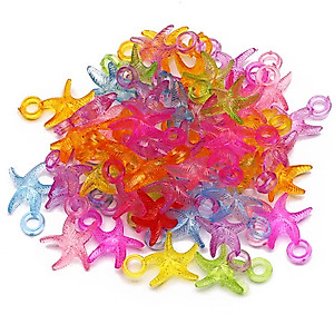 NHBT YU 30pcs Mixed Starfish Charms Beads Transparent Acrylic Beads for Jewelry Making Necklace Bracelet Earring Pendant DIY Accessories T725