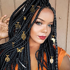 Messen 20 PCS Locs Hair Jewelry Braids Hair Clips Adjustable Hair Cuffs 15 Styles Vintage African Pendant Hair Charms Butterfly Shell DIY Locs Hair Accessories (Bronze and Gold)