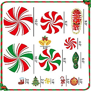 156PCS Christmas Peppermint Floor Decals Footprints Stickers for Christmas Candy Party Decoration Xmas Party Decor Supplies, 12 Sheets