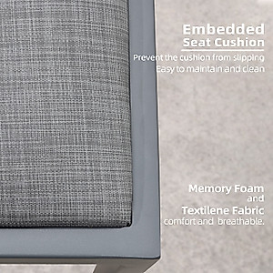 PURPLE LEAF Bar Stool Set of 4 Outdoor Rattan Bar Chair Aluminum Bar Height Stool Barstool Dark Grey