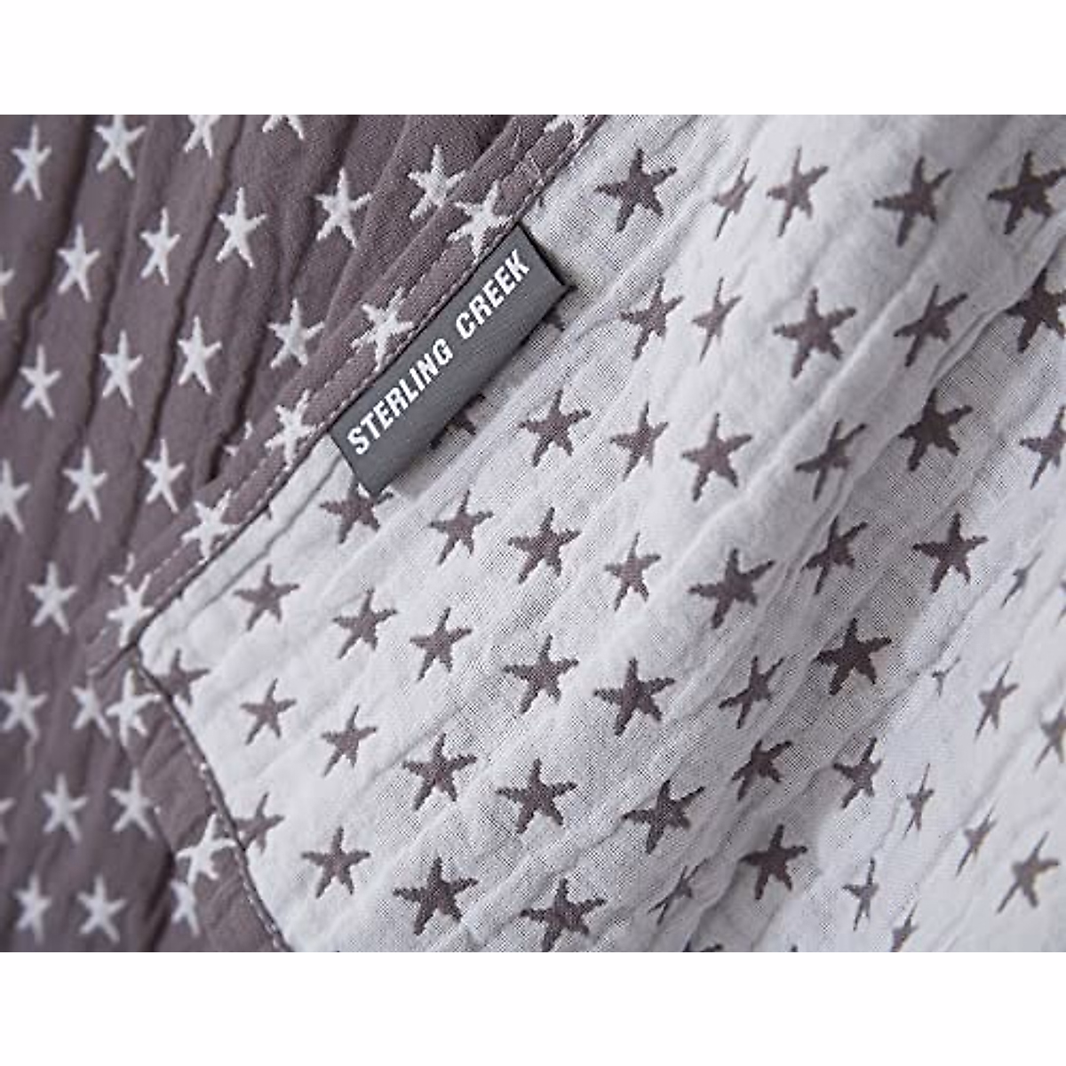 Sterling Creek Dawson Star Muslin Throw Blanket Three Layers Lightweight Breathable Cotton Gauzy Blanket for Adults, All Season (Throw, Gray)