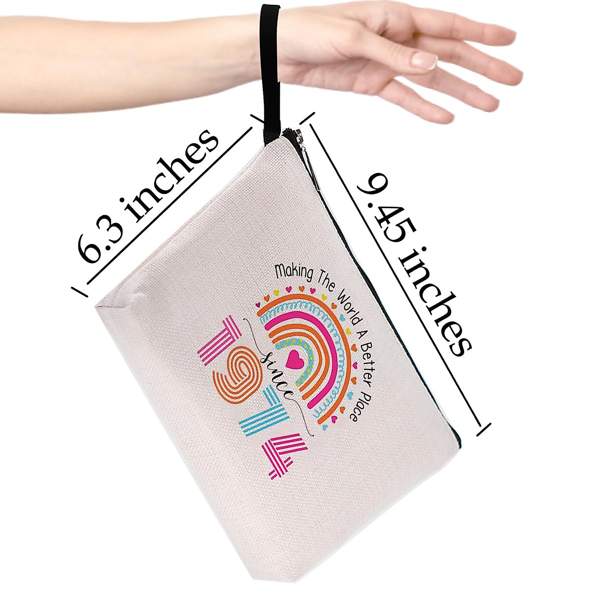 Hanamiya Na 51th Birthday Gifts for Women-Making The World A Better Place Since 1974, 51 Years Old Makeup Bag for Her, Friend, Mom, Sister, Wife, Aunt, Coworker Boss