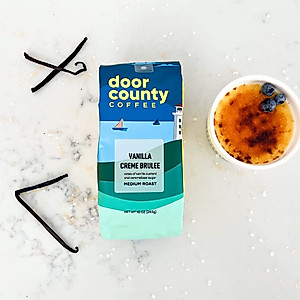 Door County Coffee Vanilla Creme Brulee Flavored Coffee |10oz Bag | Ground Coffee Medium Roast |100% Arabica Coffee | Vanilla Creme Brulee