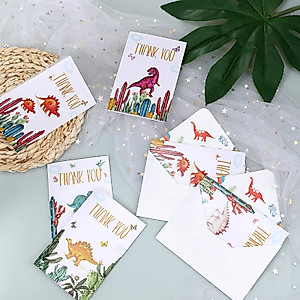 72 Pcs Dinosaur Thank You Cards Includes 36 Pieces Dinosaur Envelopes and 36 Pieces Cactus Dino Thank You Cards Watercolor Dino Blank Notes for Baby Shower kids Birthday Party