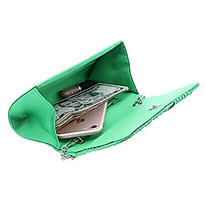 Satin Evening Purse With Pleated Design-Green