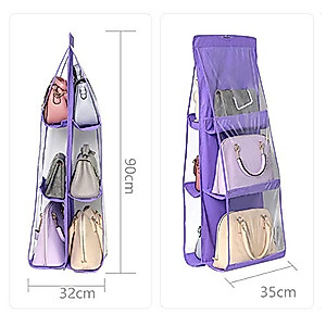 Mistshopy 6 Pocket Hanging Purse Handbag Tote Bag Organizer Storage Bag Foldable Closet Rack Bag Hanger (Grey)