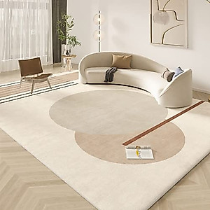 Carpet Modern Minimalist Beige Geometric Pattern Machine Washable Rug,Anti Slip Backing Rugs,Modern Indoor Plush Carpet for Home Decor 8x10 Feet / 240x300 cm