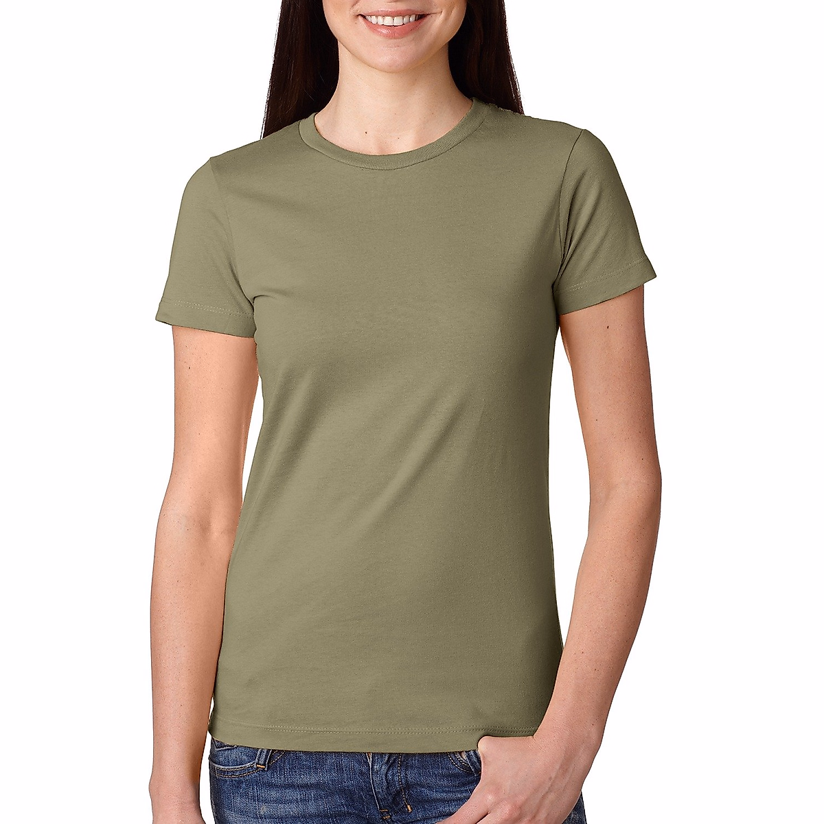 Next Level Ladies Boyfriend T-Shirt - Light Olive - L - (Style # N3900 - Original Label)