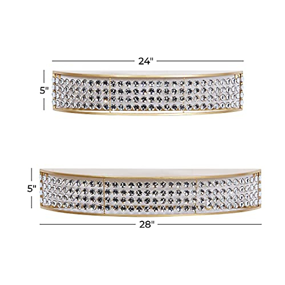 Deco 79 Metal Geometric Wall Shelf with Crystal Embellishments, Set of 2 5", 5"H, Gold