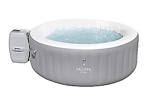 Bestway St. Lucia SaluSpa 2 to 3 Person Inflatable Round Outdoor Hot Tub with 110 Soothing AirJets, Filter Cartridge, Pump, and Insulated Cover, Gray