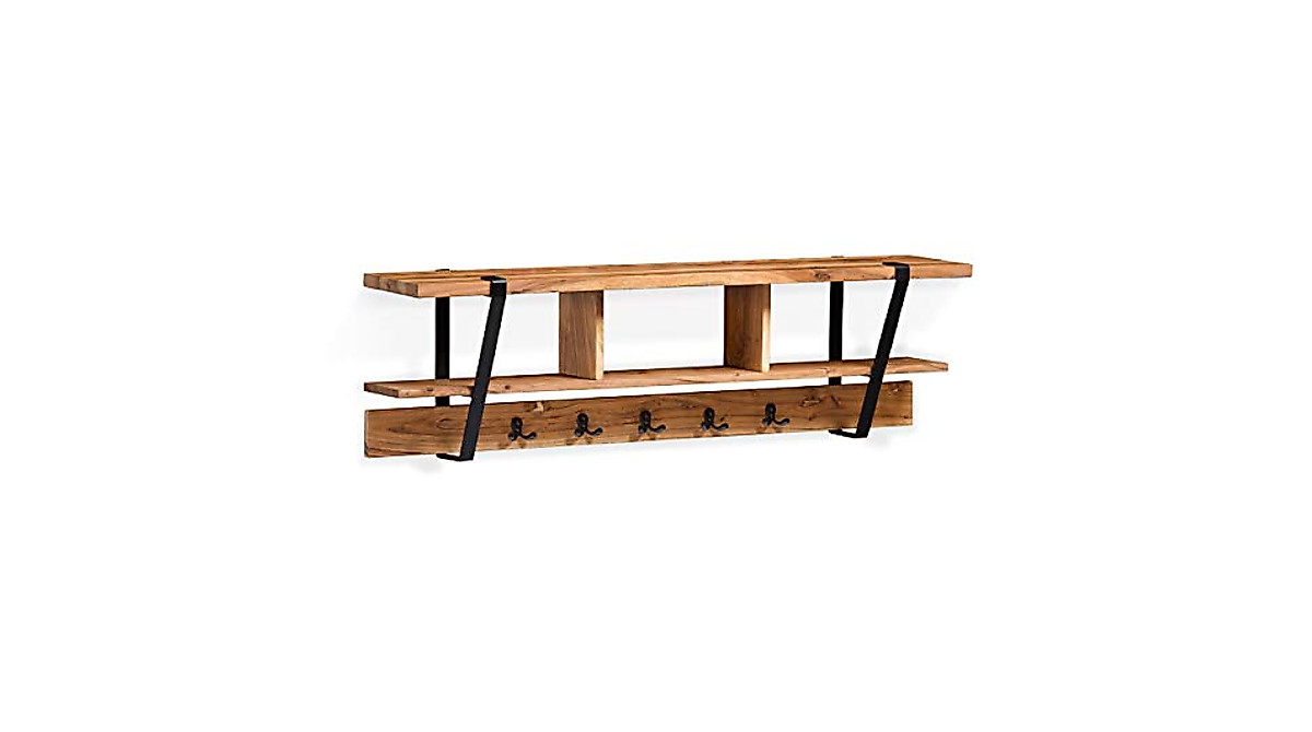 Ryegate Solid Wood Coat Rack with Storage Hooks | Alaterre Furniture