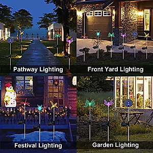 Glintoper 6 Pack Solar Garden Stake Lights Outdoor, Solar Butterfly Figurine Lights, Multi-Color Changing LED Landscape Lighting, Sparkling Star Flower Hummingbird Dragonfly Bee for Patio Yard Pathway