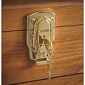 CASTLECREEK 4-Drawer Collector's Chest, Wooden Desk Storage Box Organizer Lockable Compartments, Oak