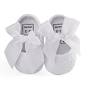 Baby Girls Princess Bowknot Soft Sole Cloth Crib Shoes Sneaker White, 0-3 Months