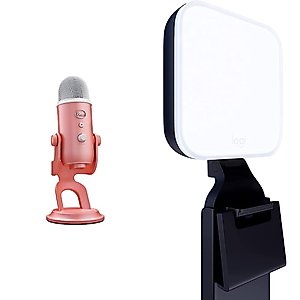 Blue Yeti USB Microphone for PC, Mac, Gaming, Recording, Streaming, and Podcasting + Logitech Litra Glow Premium LED Streaming Light with TrueSoft, brightness & color temp settings - Pink Dawn