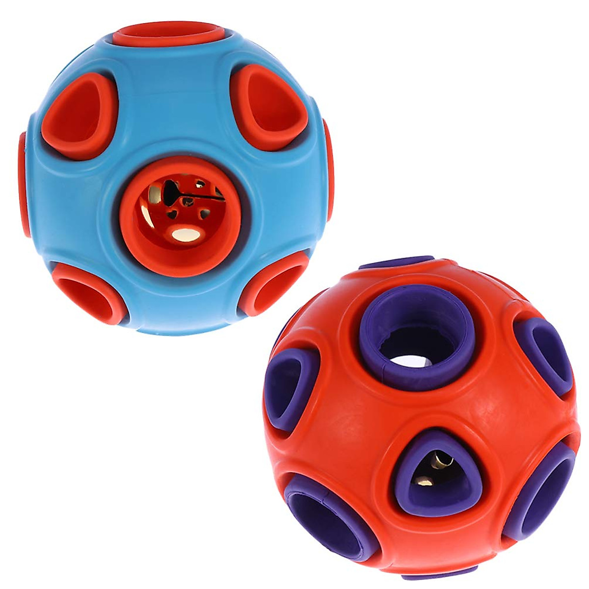 Totority Dog Bell Ball Sound Toys,2Pcs Pet Bell Sound Interaction Ball Dog Chew Toy Bite-Resistance Strong Tooth Cleaning Molar Toy