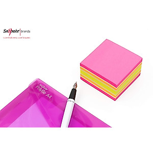 Snopake 76 x 76 mm Pink Rainbow NeonMix Sticky Notes [Cube of 450 Sheets] 15759