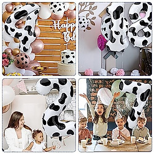 Cow Number Balloons, 40 Inch Cute Cow Print Balloons Reusable Cow Birthday Decorations Farm Themed Birthday Party Supplies for Kids (Number 1)