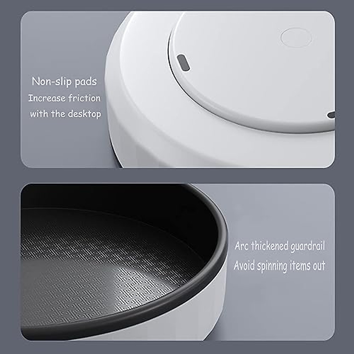 SUPPHOUS 12 Inch Non-Skid Lazy Susan Organizer, 360 Degree Sturdy Lazy Susan Turntable for Cabinet,Table, Fridge, Countertop, Dining Table,Under Sink Organizing, Spice Rack (Black White)