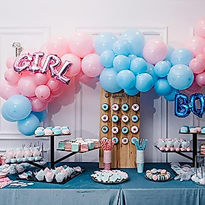 Baby Shower Pink and Blue Balloon Arch Garland Kit-134Pcs Macaron Pink and Blue Silver Balloo, Boys Girl's Birthday,Baby Shower,Wedding Party Decorations