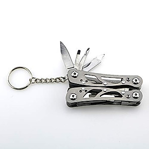 Mini Multitool Outdoor Small Pliers,Pocket Multitool Mini Pliers With Knife,Smart Plier,Bottle Opener,Double-sided polishing multools,15 In 1 Stainless Steel Accessible Tools(Grey)
