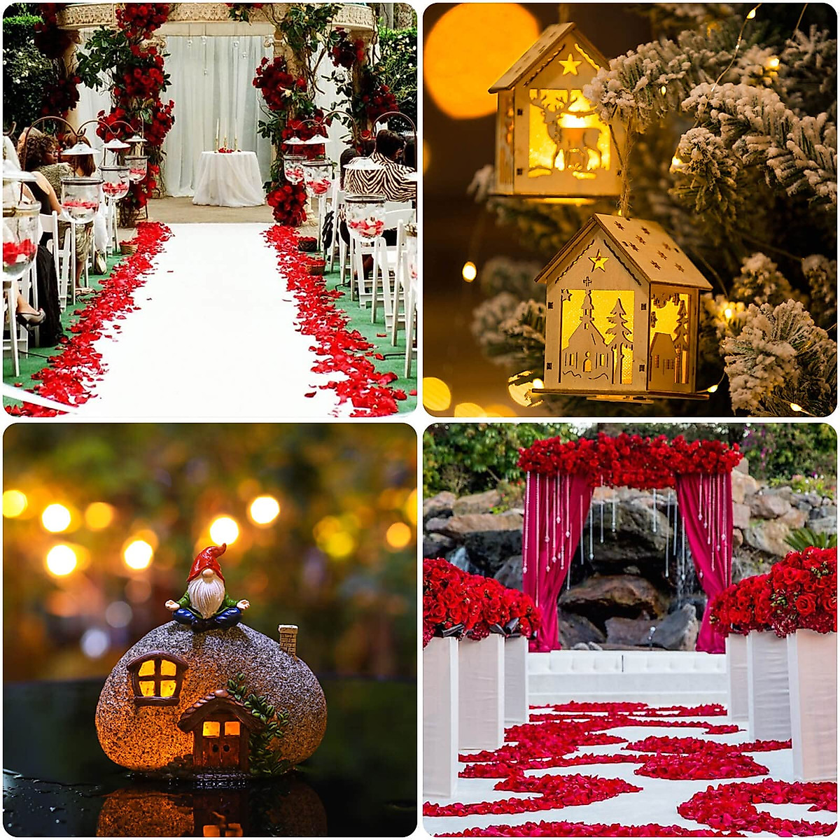 cridoz Romantic Decorations Special Night Set, 24 Pieces LED Tea Lights Candles and 2000 Pieces Artificial Rose Petals for Romantic Night, Valentine's Day, Wedding Anniversary or Table Décor