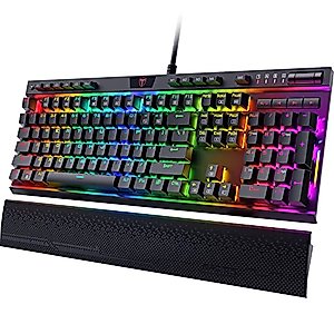 RisoPhy Pro Wired Mechanical Gaming Keyboard, Hot Swappable Red Switches Mechanical Keyboard, Linear & Silent, RGB Backlit, Programmable Macro, Magnetic Wrist Rest, Media Control (Limited Edition)