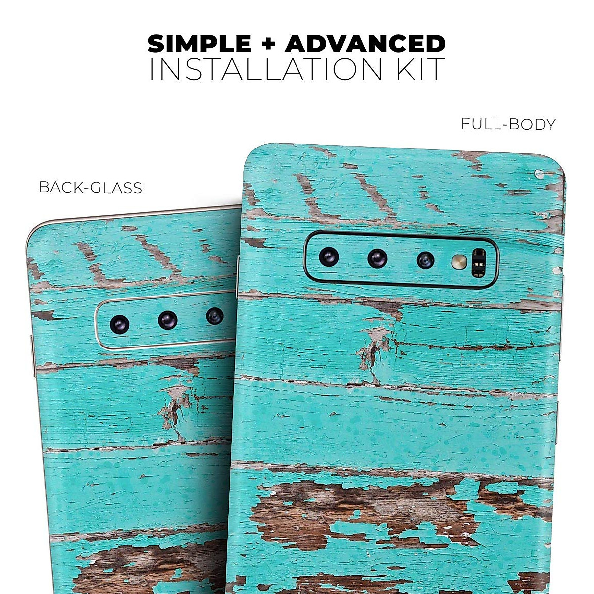 DesignSkinz Turquoise Chipped Paint on Wood Protective Vinyl Decal Wrap Skin Cover Compatible with The Samsung Galaxy S20 (Screen Trim & Back Glass Skin)