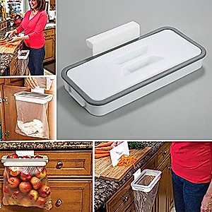 Hanging Trash Can Folded for Kitchen Cabinet Door, 2 Pcs Hanging Kitchen Waste Bins, Rubbish Rack Portable Hanging Organizer Trash Bag Holder with Lid