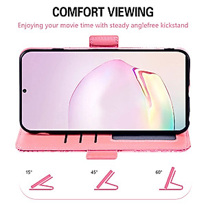 Phone Case for Samsung Galaxy Note 20 Ultra Glaxay Note20 Plus 5G Wallet Cover with Screen Protector Card Holder Flip Wrist Strap Cell Gaxaly Notes 20Ultra Note20+ U + 20+ Twenty Not S20 Rose Gold