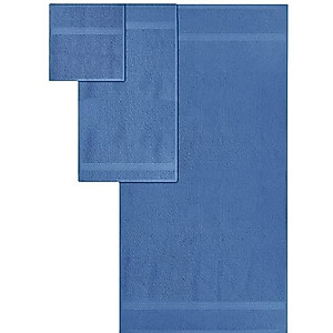 Mainstays Value 10-Piece Towel Set | 100% Light Terry Cotton (Office Blue)