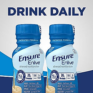 Ensure Enlive Meal Replacement Shake, 20g Protein, 350 Calories, Advanced Nutrition Protein Shake, Vanilla, 8 Fl Oz (Pack of 16)