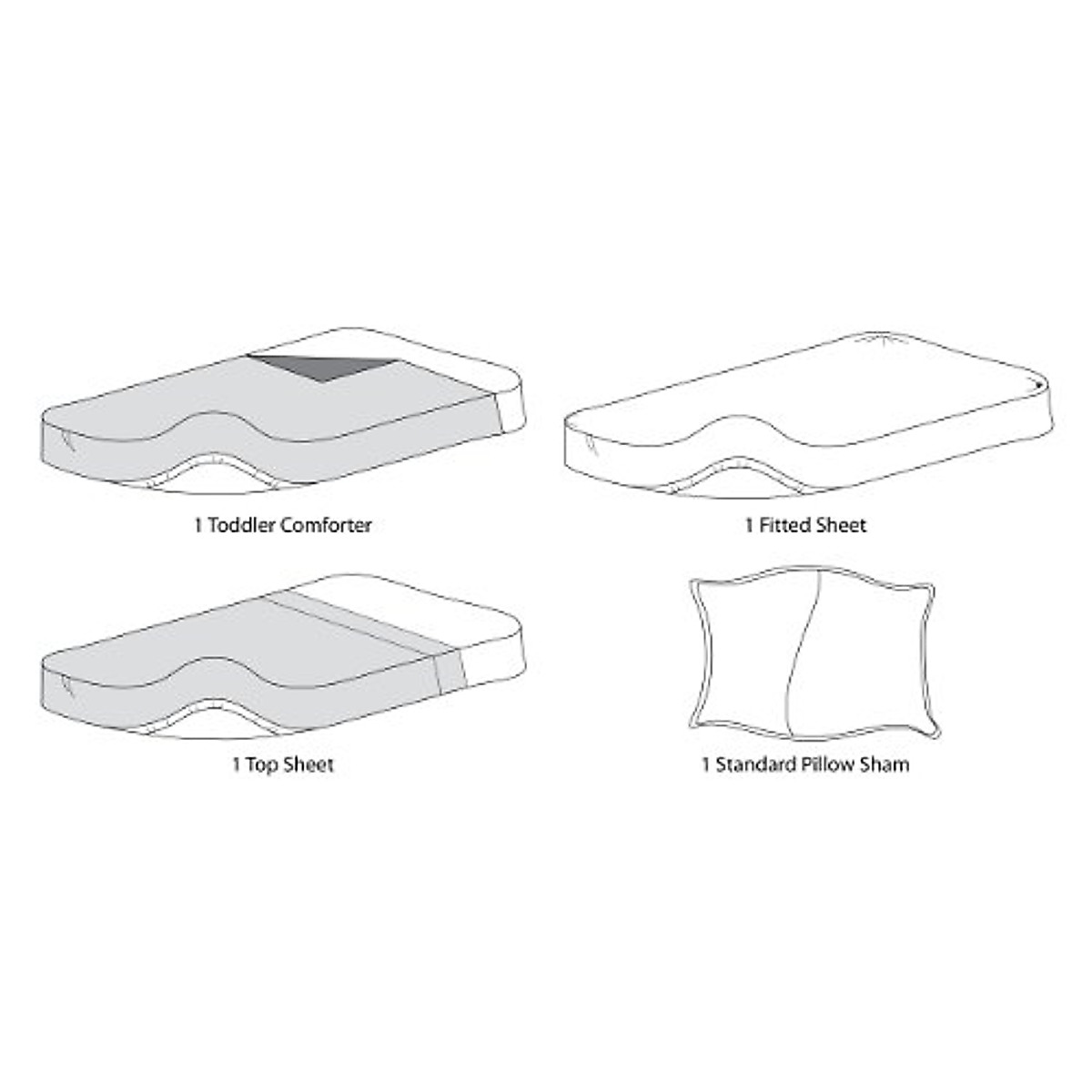 American Baby Company 100% Cotton Percale 4-Piece Toddler Bedding Set, Gray Lattice, for Boys and Girls