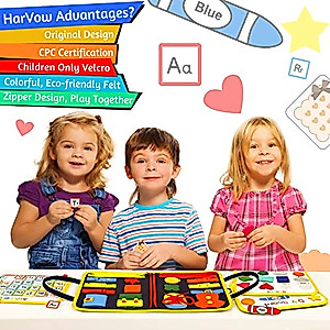 HarVow Felt Montessori Busy Books for Toddlers, Busy Boards Multiple Themes, Portable Autism Toys can Zipper Removable, Easy Reusable for Preschool Sensory Busy Activities Learning Toy