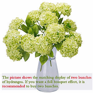 GREENTIME 13” Artificial Hydrangea Flowers Fake Hydrangea Bouquet with 7 Head 3.15” Tiny Hydrangea for Wedding Bouquet Party Home Decor DIY Baby Shower Centerpieces Tables Decoration(Green)