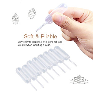 moveland 4ml Plastic Cupcake Pipettes Squeeze Syringes, 50 Pcs Disposable Liquid Injectors Squeeze Transfer Dropper for Strawberries Cupcakes Desserts