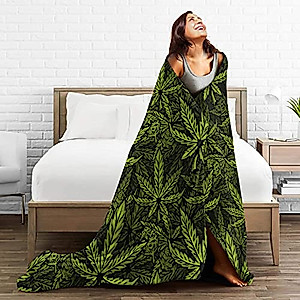 DICITNET Green Leaves of Weed Blanket Throw Blanket Lightweight Microfiber Blankets for Bed Couch Sofa Blanket Quilt 80"X60"