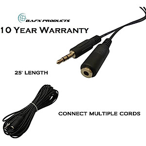 Bafx Products - 25 Foot/Feet Stereo Headphone Extension Cable - 3.5MM M/F Jacks - Shielded