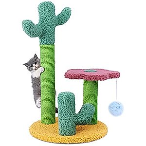 TNELTUEB Cat Scratching Post, Sisal Cat Scratching Post with 3 Different Height Poles and Hanging Ball Cat Interactive Toy for Tiny Kitten Cats Indoor Climbing Playing, Gift for Kitten