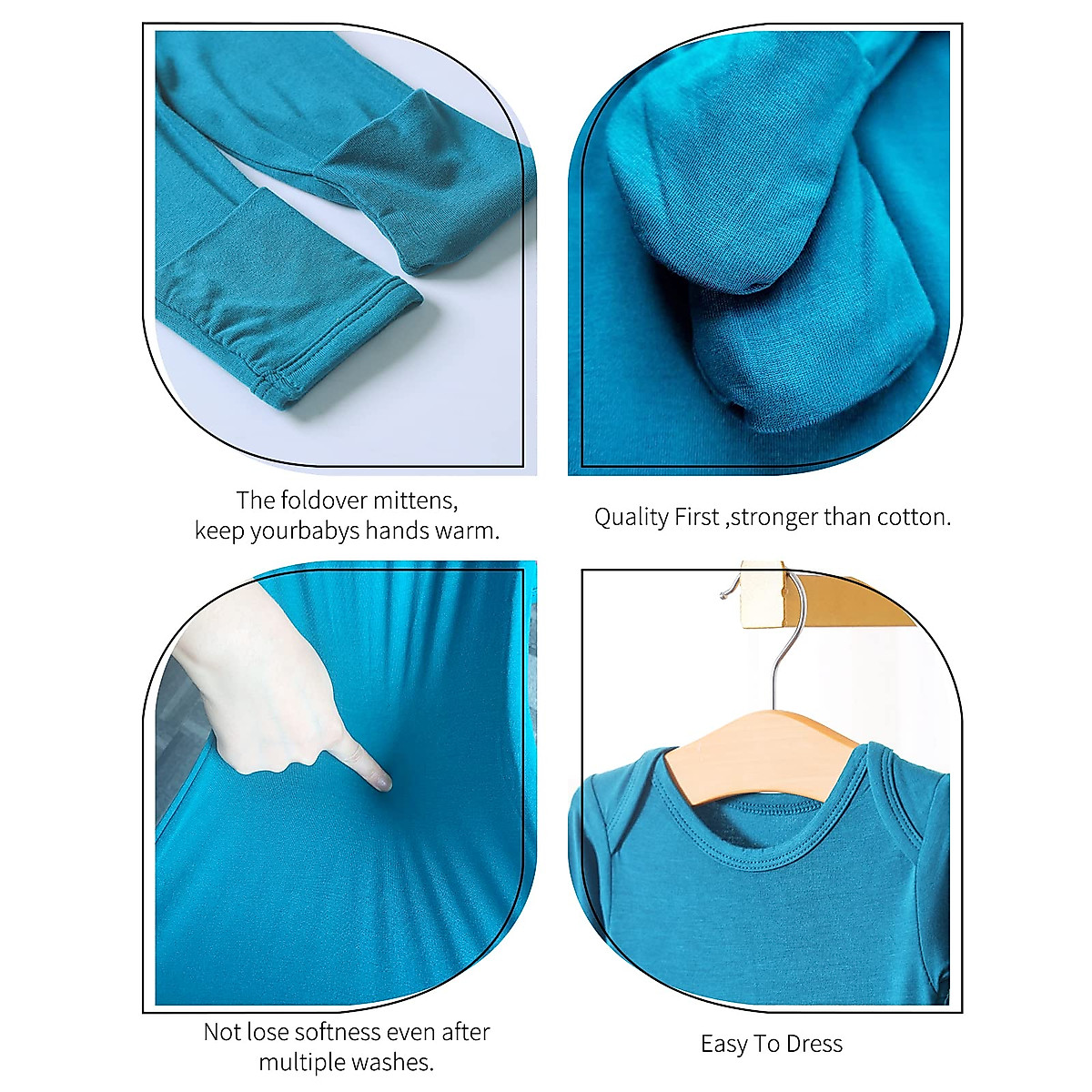 COOZYNANA Baby Newborn Knotted Gown, Ultra Soft Baby Knotted Sleeper Gown and Hat Set, Unisex Infant Sleep Onesie, Baby Boy Girl Coming Home Outfit, 0-3 Months, Blue Green