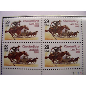 US 1993 Postal Stamps, Cherokee Strip Land Run Centennial, S# 2754, PB of 4 29 Cent Stamps