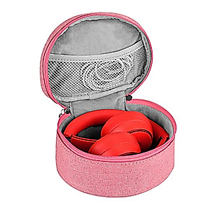 Geekria NOVA Headphone Pouch Compatible with Beats Studio Pro, Solo Pro, Studio, Studio 3, Solo 3 Case, Replacement Protective Travel Carrying Bag with Cable Storage (Pink)