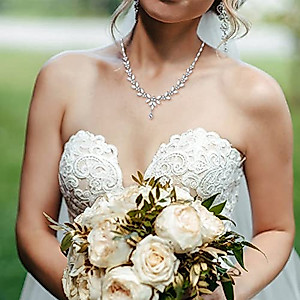 IDASANY Jewelry Set for Women, Cubic Zirconia Necklace Dangle Earrings & Bracelet Jewelry Set for Bride Bridesmaid Wedding Prom Party