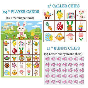 Funnlot Easter Games for Party Easter Bingo Game for Kids with 24 Players Easter Party Supplies for Family Classroom Activities